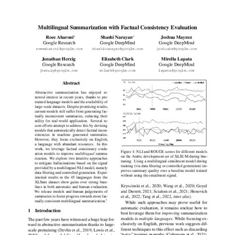 multilingual summarization with factual consistency evaluation acl