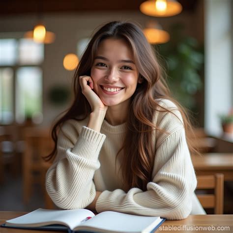 Cute College Student In Cozy Study Environment Stable Diffusion Online
