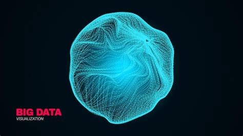 빅 데이터 입자의 흐름 원형 디자인 프리미엄 벡터