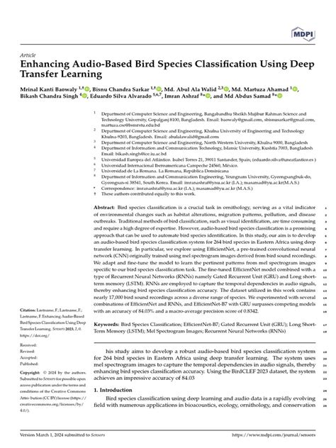 Bird Species Classification Mdpi Pdf Artificial Neural Network