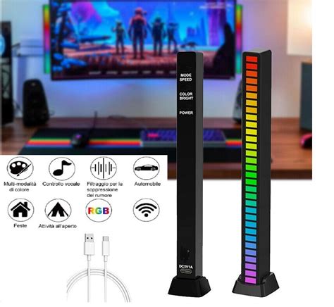rgb led music sync sound control rhythm strip light 19 1 7cm επαναφορτιζόμενη 1Τμχ black