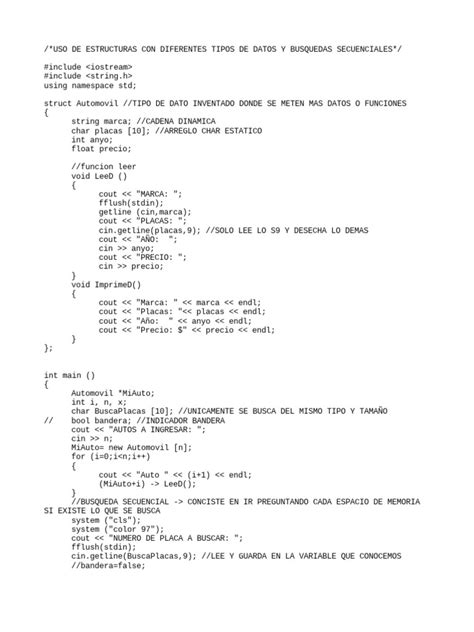 Uso De Estructuras Con Diferentes Tipos De Datos Y Busquedas Secuenciales Gael Pdf