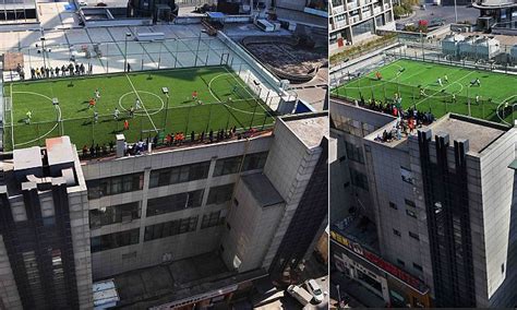 Football Pitch Built On Chinese Shopping Centre Offers Terrifying View