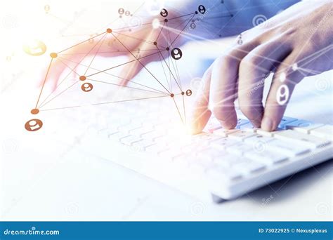 Man Typing On Keyboard Stock Image Image Of Desktop
