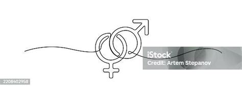 Continuous Thin Line Gender Icon Minimalist Male Female Rights Draw One