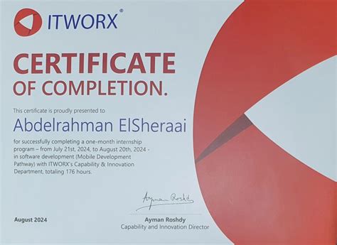 Abdelrahman Ayman On Linkedin Internship Itworx Mobiledevelopment