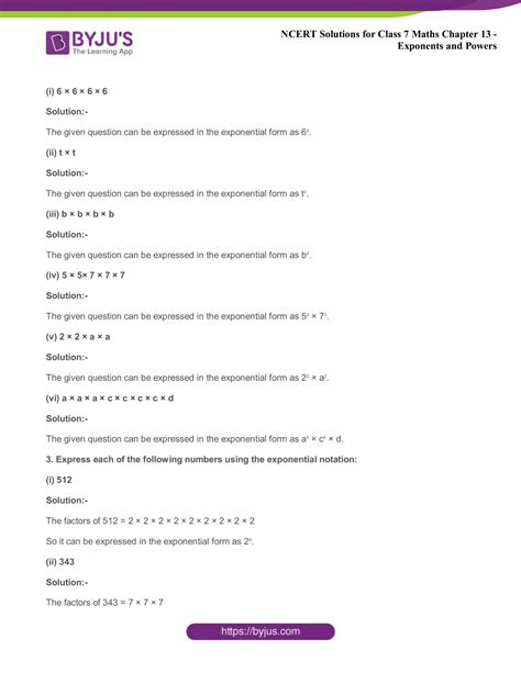 Ncert Solutions For Class 7 Maths Chapter 13 Exponents And Powers