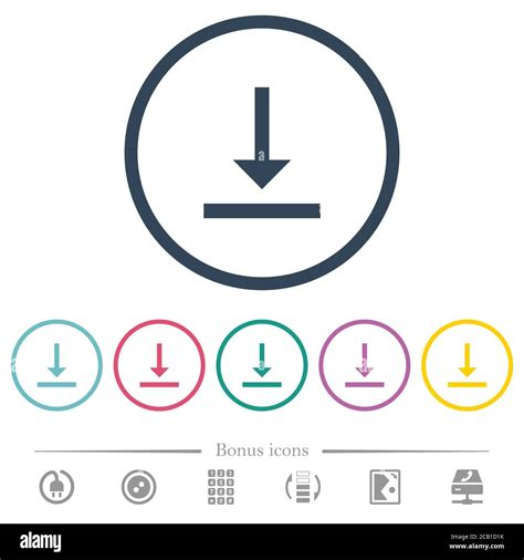 Vertical Align Bottom Flat Color Icons In Round Outlines 6 Bonus Icons Included Stock Vector