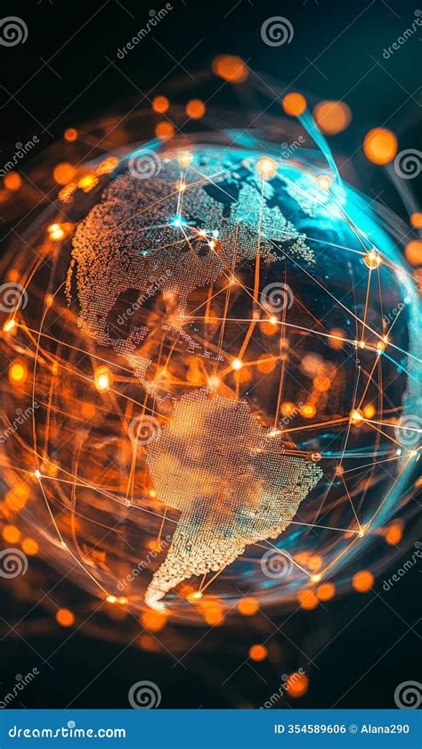 Globe With Global Connection Lines And Lights Worldwide Technology Concept Stock Illustration