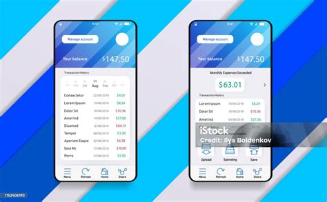 스마트 폰 Widjet 모바일 앱 사용자 인터페이스 금융 돈 계획 응용 프로그램을 종로 Ux Gui 웹 스타일 최소한의 평면 그라데이션 하프톤 종로 벡터 일러스트입니다