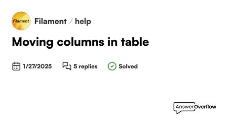 moving columns in table filament
