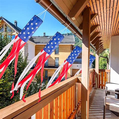American Flag Windsock 4th Of July Patriotic Decorations Embroidered