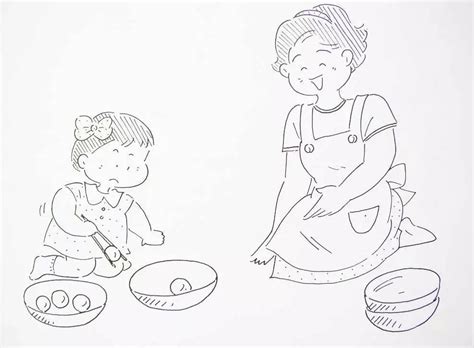妈妈陪孩子的简笔画 妈妈送孩子上学简笔画 妈妈陪孩子读书简笔画 大山谷图库