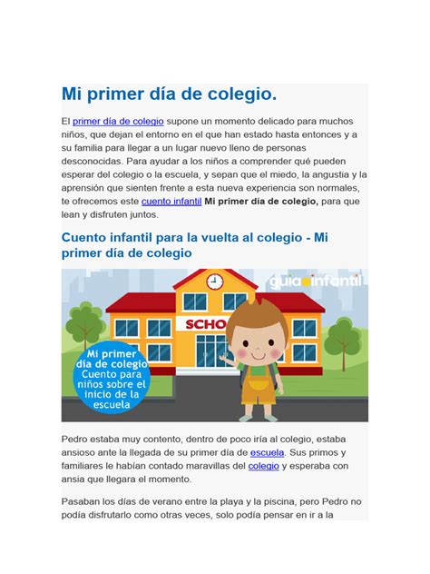 Mi Primer Día En El Colegio Pdf