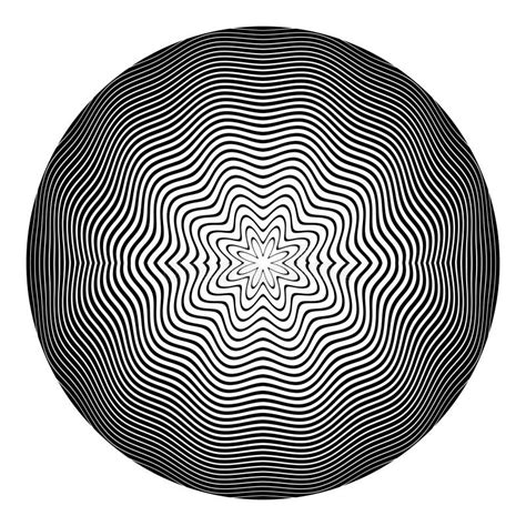 Abstract Circle Wavy Lines Pattern In Spherical Shape 3d Illusion Effect Stock Vector