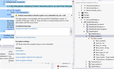 Entity Framework Mvc4 Sql Query Running And Storing Data Database