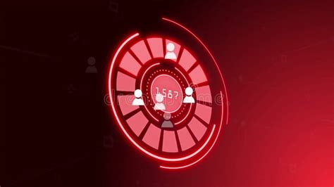 Red Circular Data Visualization Animation Showing User Count Of 1587 Stock Footage Video Of