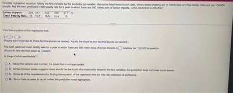 Solved Find The Regression Equation Leting The Frut