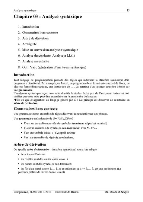 Pdf Chapitre 03 Analyse Syntaxique