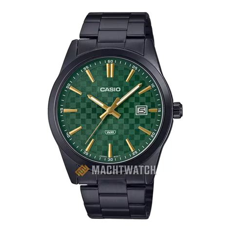 Jual Casio Jam Tangan Pria Casio General Mtp Vd03b 3audf Men Green Dial Black Stainless Steel