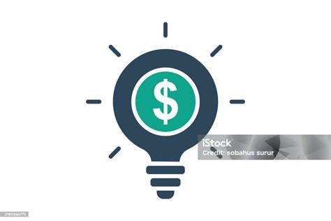 이유 아이콘을 클릭합니다 단색 아이콘 스타일입니다 달러와 전구 동기 부여와 관련된 아이콘입니다 성공 요소 벡터 일러스트 레이 션 개념에 대한 스톡 벡터 아트 및 기타 이미지