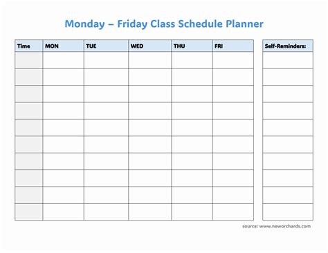 Free Class Schedule Planner Templates Pdf Word Excel