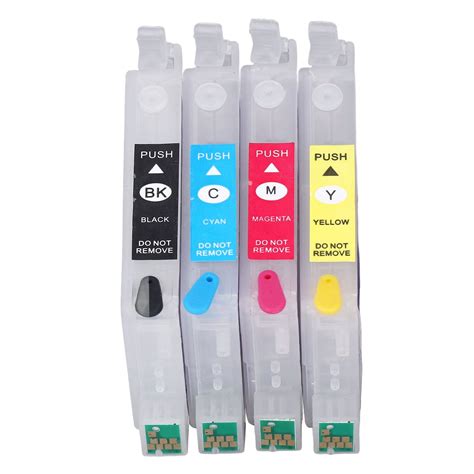 4pcs Ink Cartridge Bk C M Y 4 Colors Reusable Printer Cartridge With