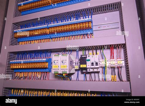 Relay Actuators And Terminal Blocks Inside The Industrial Power Case