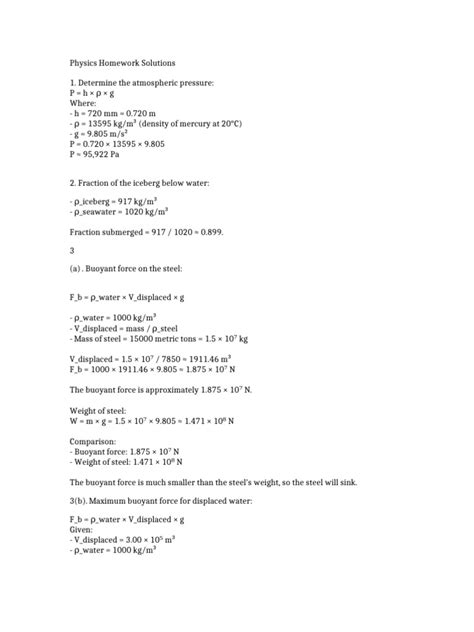 Physics Homework Solutions Pdf