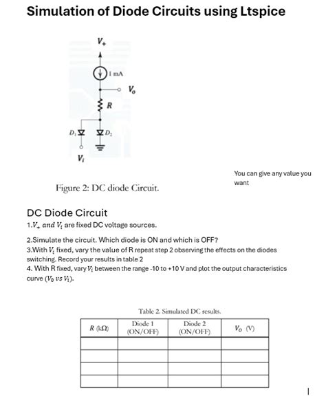 Solved Simulation Of Diode Circuits Using Ltspice Figure 2 Dc