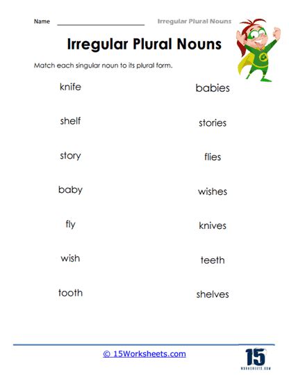 Printable Irregular Plural Nouns Enhance Grammar Skills With Fun