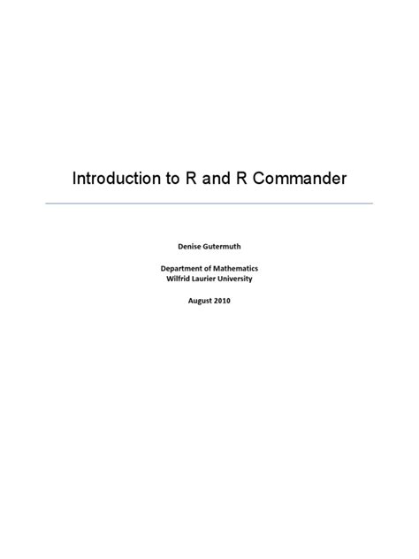 Introduction To R And R Commander Pdf R Programming Language Regression Analysis