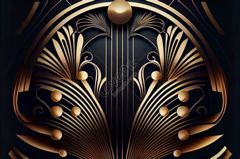 Luxury Background With Black And Golden Art Deco Pattern Luxury Art Deco Background Photo