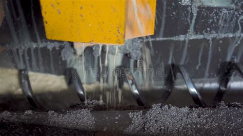 Macro View Of Metalworking Process With Coolant On Industrial Cutting