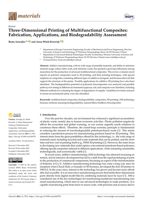 Pdf Three Dimensional Printing Of Multifunctional Composites Fabrication Applications And