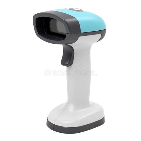 Modern Barcode Scanner Light Blue Grey On White Background Stock