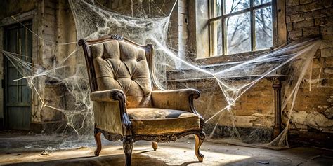 오래된 건물에 거미줄이 있는 으스스한 버려진 의자 버려진 안락의자 빈티지 의자 거미줄 거미줄 의자 인테리어 배경 일러스트 및 사진 무료 다운로드 Pngtree
