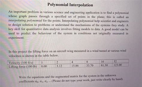 Solved Polynomial Interpolation An Important Problem In
