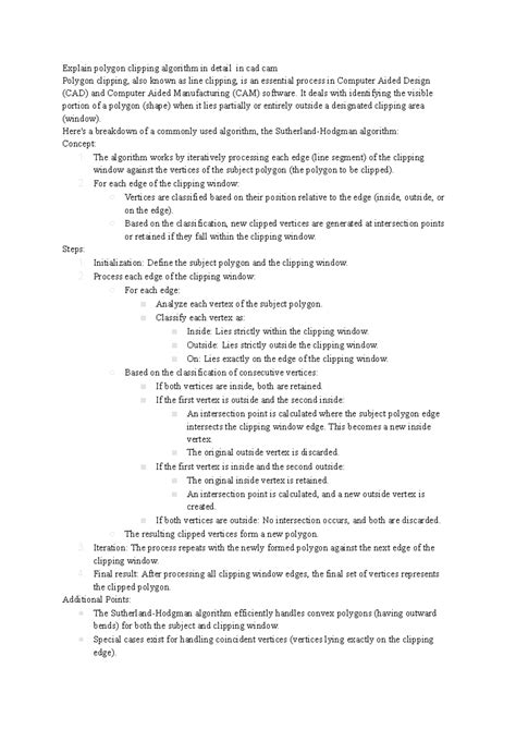 explain polygon clipping algorithm in detail in cad cam it deals with