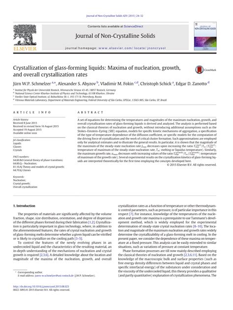 Pdf Crystallization Of Glass Forming Liquids Maxima Of Nucleation Growth And Overall