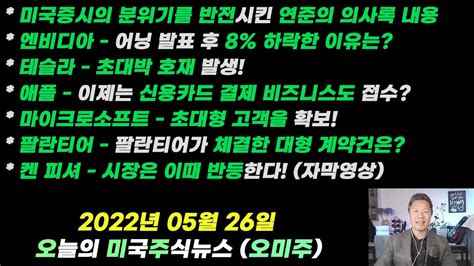 오늘의 미국주식뉴스 테슬라 초대박 호재 발생 애플 이제는 신용카드 결제 비즈니스도 접수 엔비디아 어닝 발표 후 8 하락한 이유는 마이크로소프트 초대형 고객을