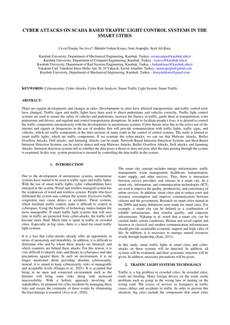 Full Article Cyber Attacks On Scada Based Traffic Light Control Systems In The Smart Cities