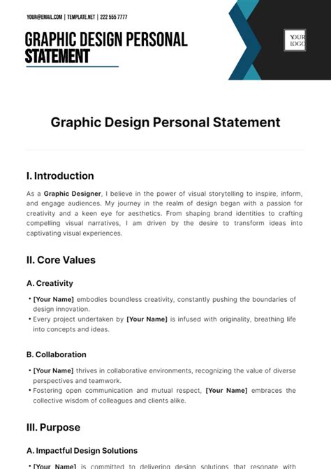 Free Graphic Design Personal Statement Template To Edit Online