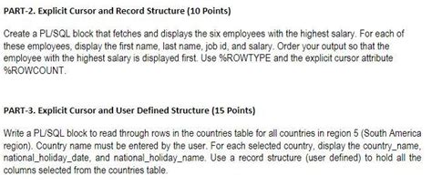 Solved Part 2 Explicit Cursor And Record Structure 10