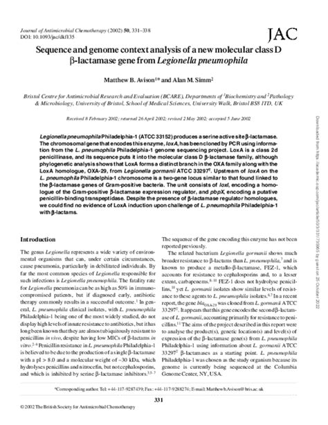 Pdf Sequence And Genome Context Analysis Of A New Molecular Class D Beta Lactamase Gene From