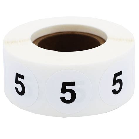 Circle Dot Number 5 Stickers 0 75 Inch Round 500 Pack