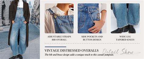 Loveimgs Women Y2k Baggy Barrel Jeans Overalls Wide Leg Denim Pants Bib Overalls