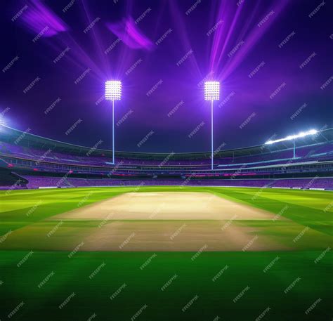 Premium Photo Cricket Stadium With Cricket Ball And Pitch