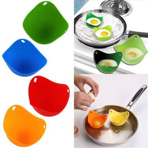 Badu Bg 4 бр компл Силиконови чаши за поширане на яйца с пръстени Стойки за готвене на яйца за