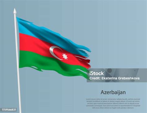 아제르바이잔의 누더기 국기 파란색 배경에 물결 모양의 찢어진 천 3차원 형태에 대한 스톡 벡터 아트 및 기타 이미지 3차원 형태 개체 그룹 국가 관광명소 Istock